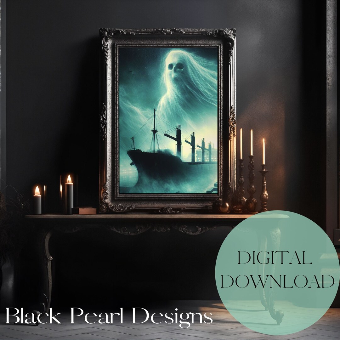 Spooky Cargo Ship Print Instant Download for a Touch of Mystery Wall ...