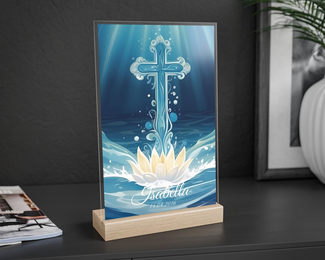 Personalized Baptism Gift Floating Cross in the Water Baby Gift Birth ...