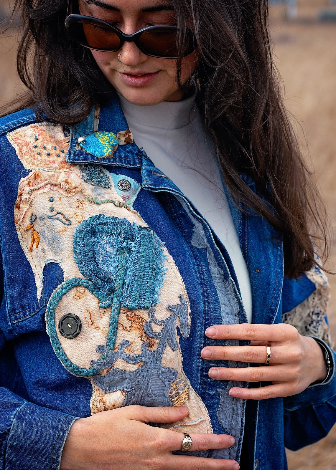 Chic Denim Jacket Transformed Into an Artist Statement. Unique All ...