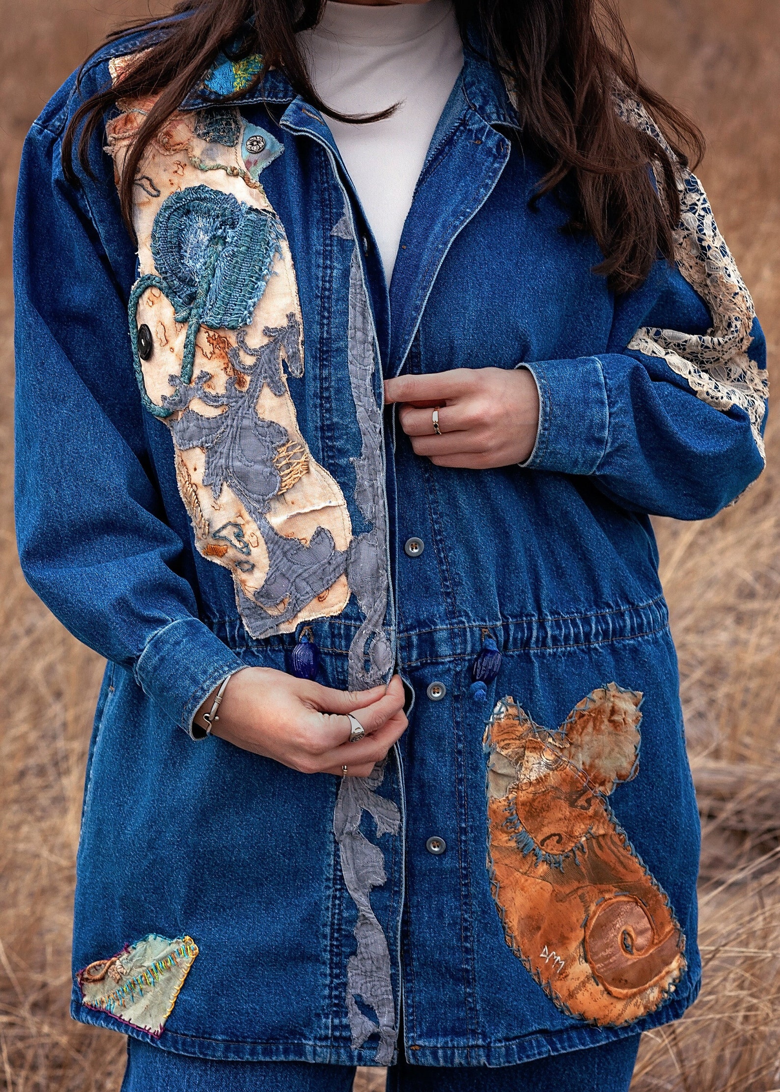 Chic Denim Jacket Transformed Into an Artist Statement. Unique All ...