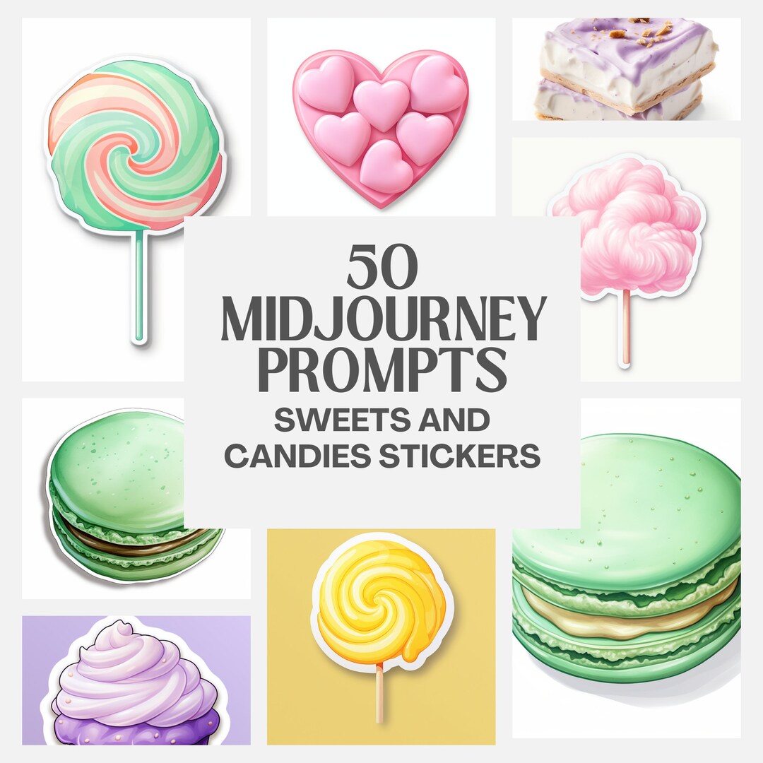 50 Sweets and Candies Stickers Prompts, Midjourney Sweet Design, Ai ...
