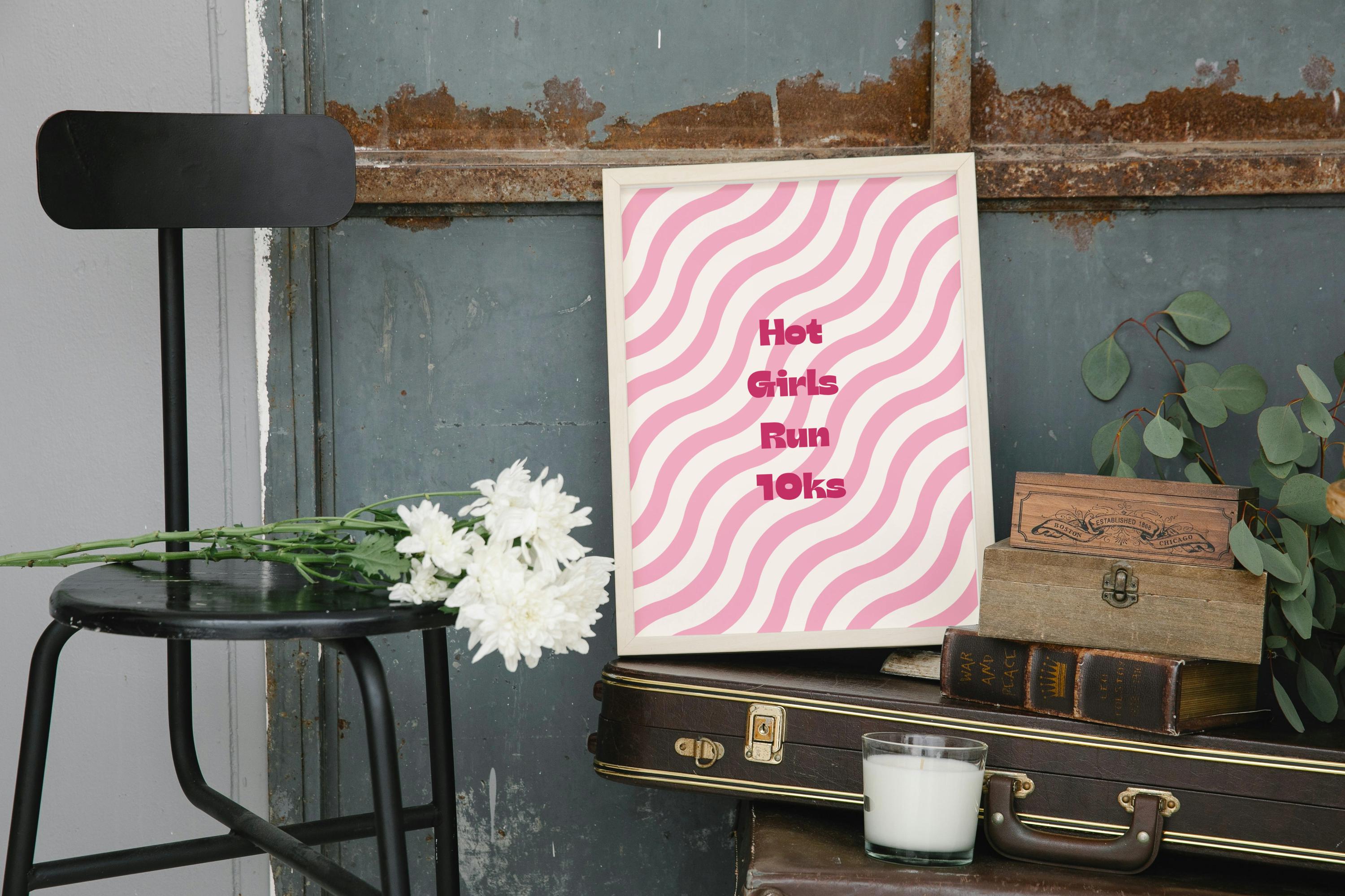 Modern Pink "hot Girls Run 10ks" Wall Art – Digital Print for Runners ...