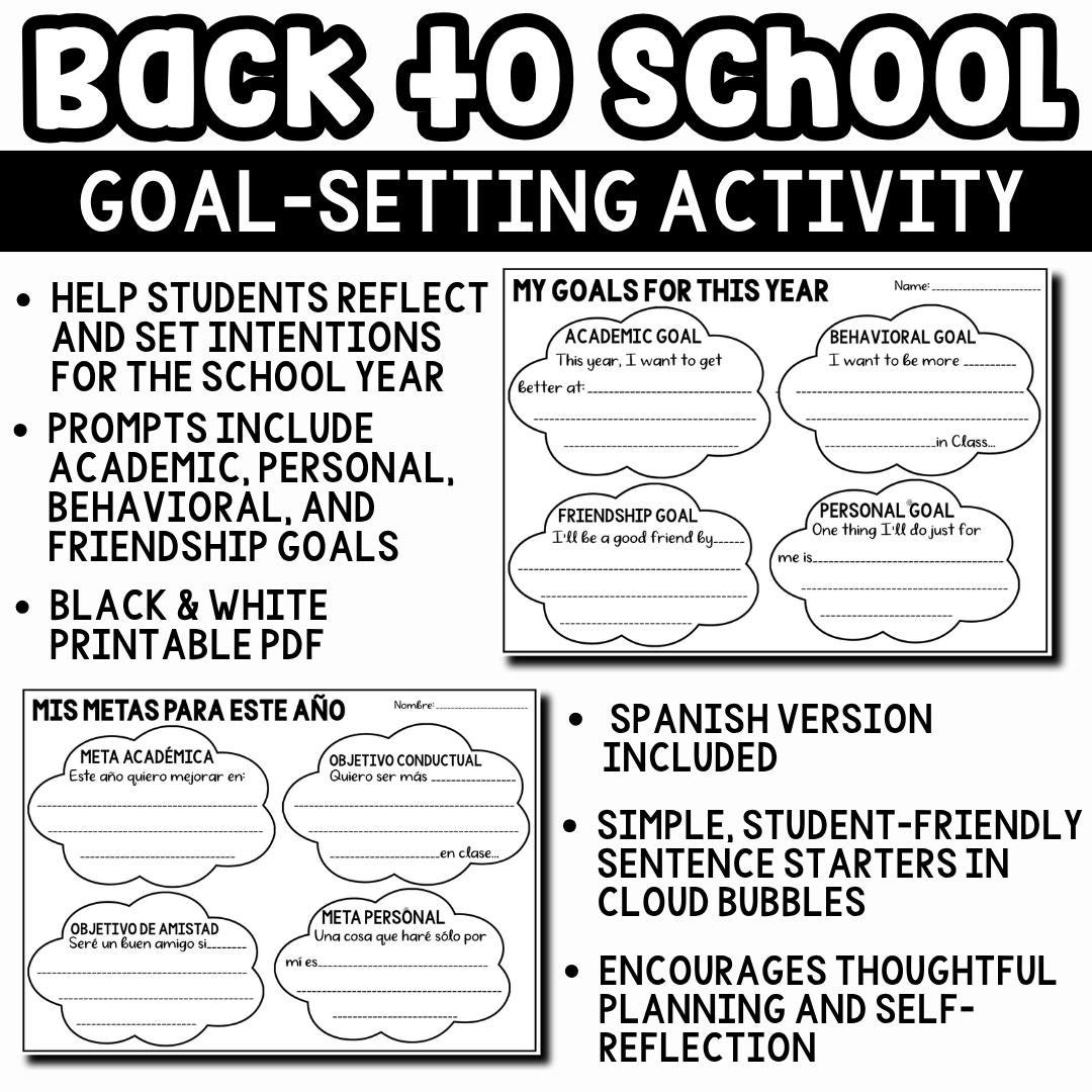 Back to School Writing Worksheets Printable – Goals, Reflections ...