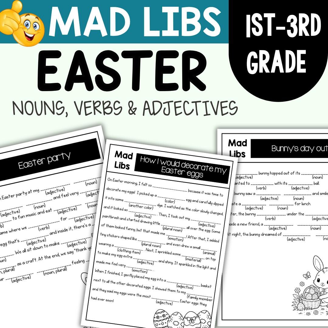 Easter Mad Libs Parts of Speech Worksheets | Nouns Verbs Adjectives ...