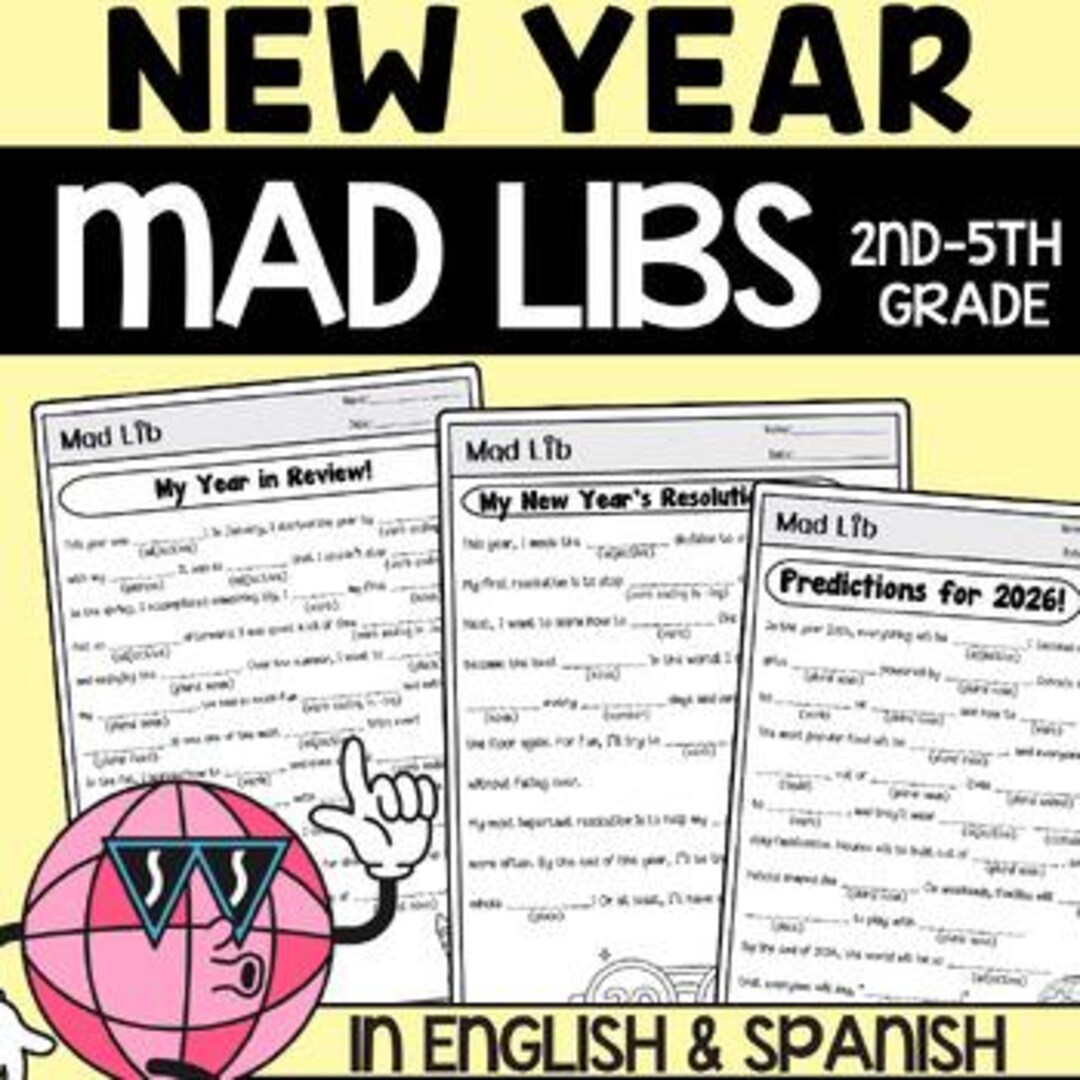 The New Years 2026 Mad Libs Grammer Activities for Kids in English ...