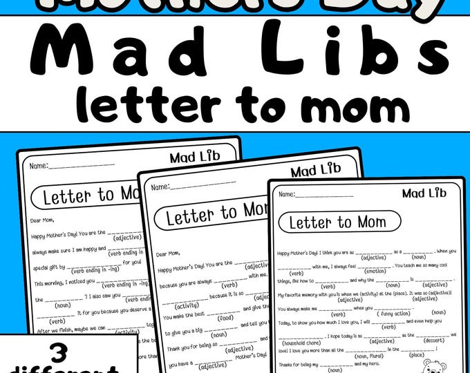 About My Mom: Mother's Day Mad Libs Activity Printable for Kids ...