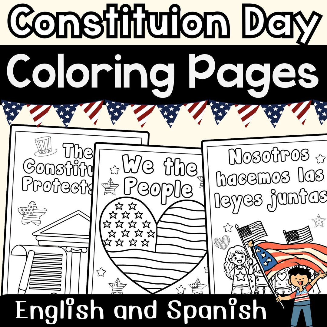 Constitution Day Coloring Pages: Bilingual English Spanish Patriotic ...