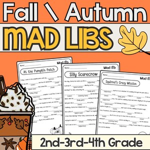 Fall Autumn Mad Libs Fun Grammer Activities Parts of Speech (nouns ...