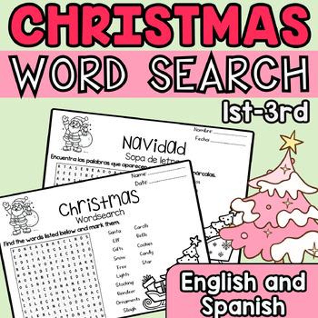 Bilingual Christmas Word Search Activities in English & Spanish \ Sopa ...