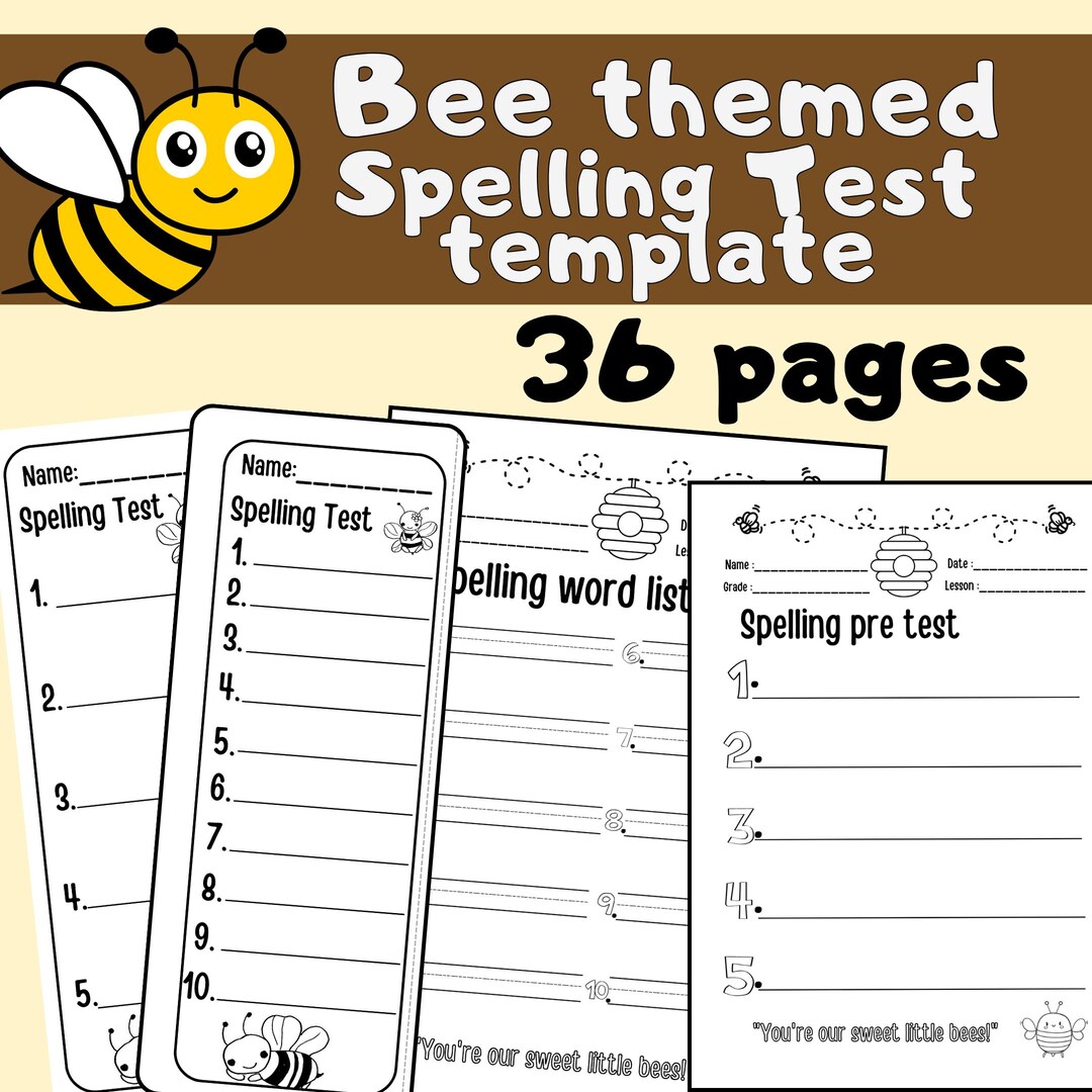 Editable Bee Spelling Test Paper Template 5-10-15-20-25 Words ...