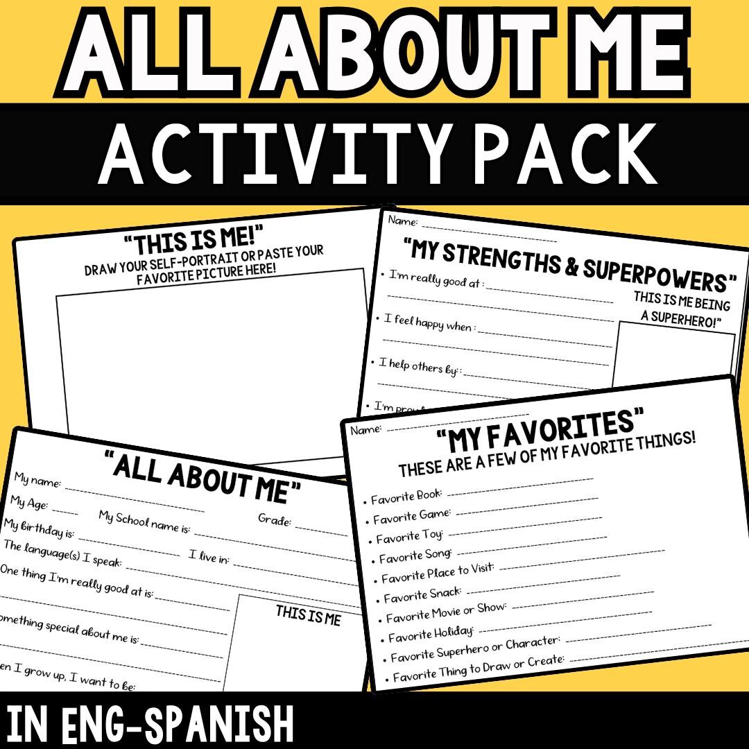 All About Me Activity Pack | English + Spanish Worksheets | Back to ...