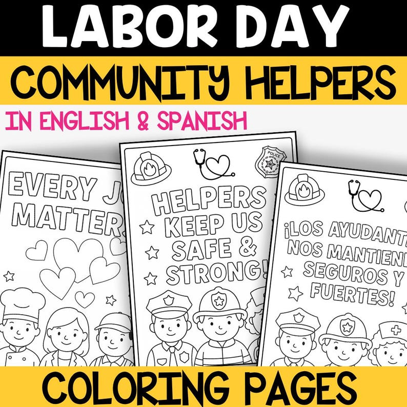 Community Helpers Coloring Pages | Labor Day Activities | Bilingual in ...