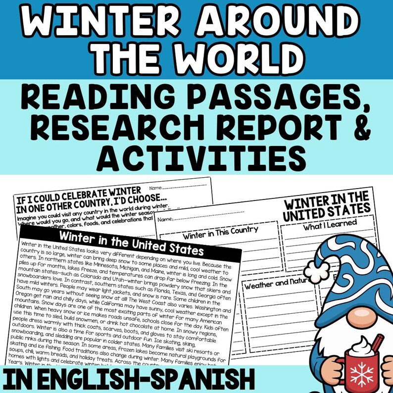 Winter Around the World Reading Passages With Questions, Research ...