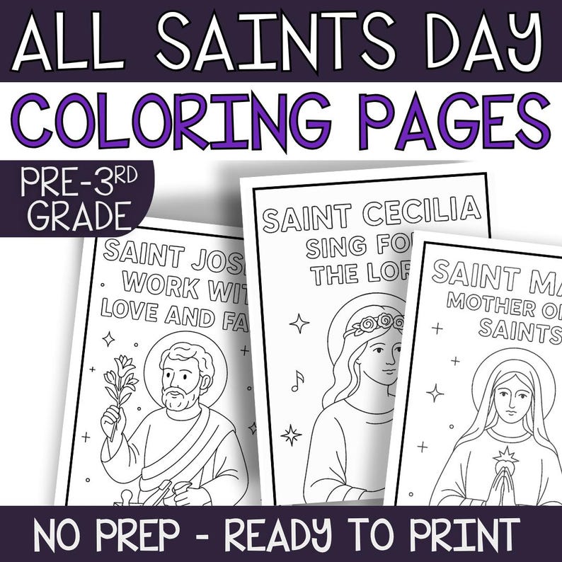 All Saints Day Coloring Pages \ Sheets Catholic Religion Kids Activity ...