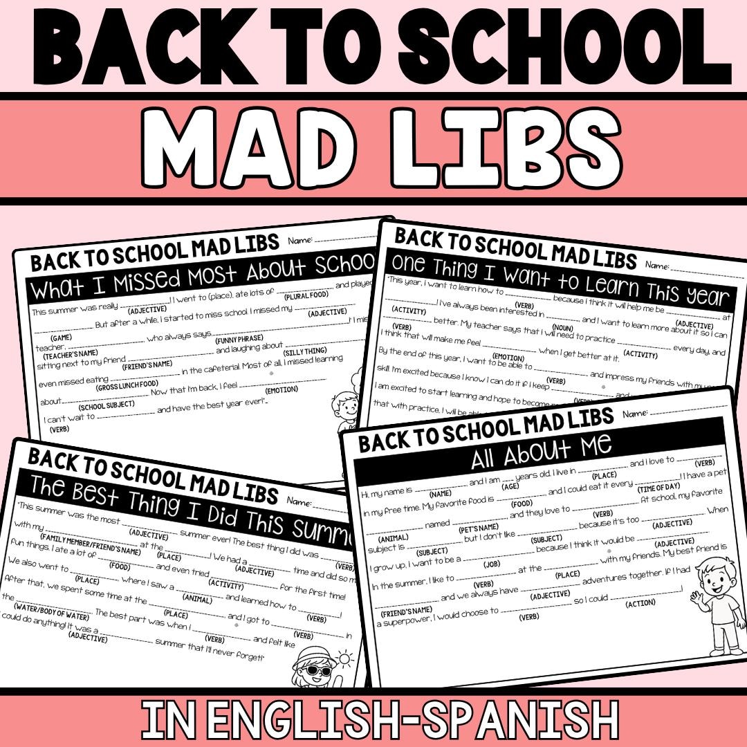 Back to School Mad Libs – Bilingual Grammar Activity and SL Icebreaker ...