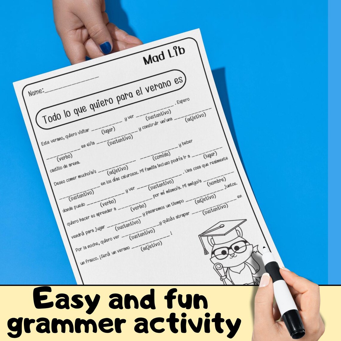 End of the Year Mad Libs for Kids | English and Spanish | Printable ...