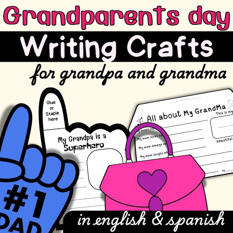 Grandparents Day Writing Crafts for Grandpa and Grandma | Bilingual ...