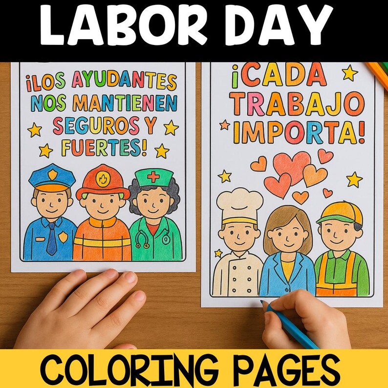 Community Helpers Coloring Pages | Labor Day Activities | Bilingual in ...