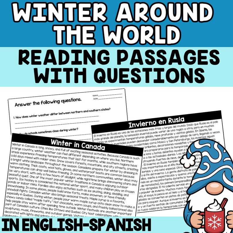 Winter Around the World Reading Passages With Questions, Research ...