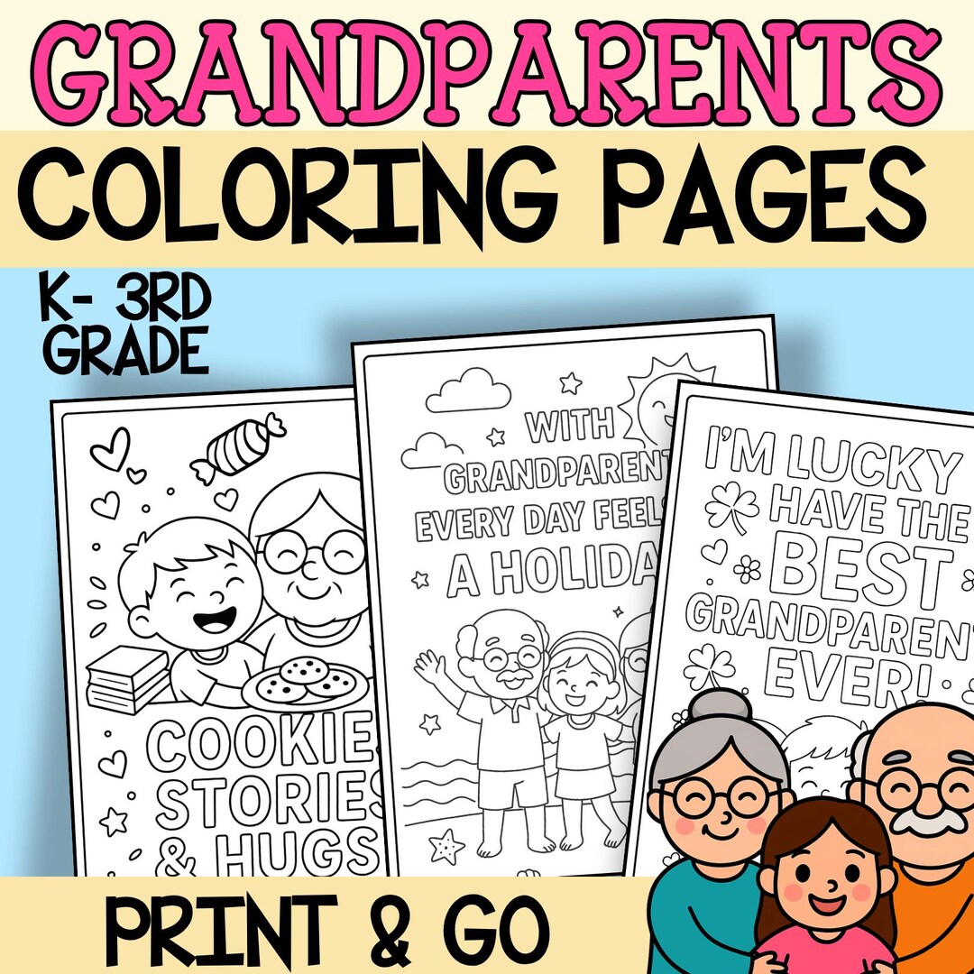 Grandparents Day Coloring Pages | Fun Activities for Kids K-3 | Thank ...