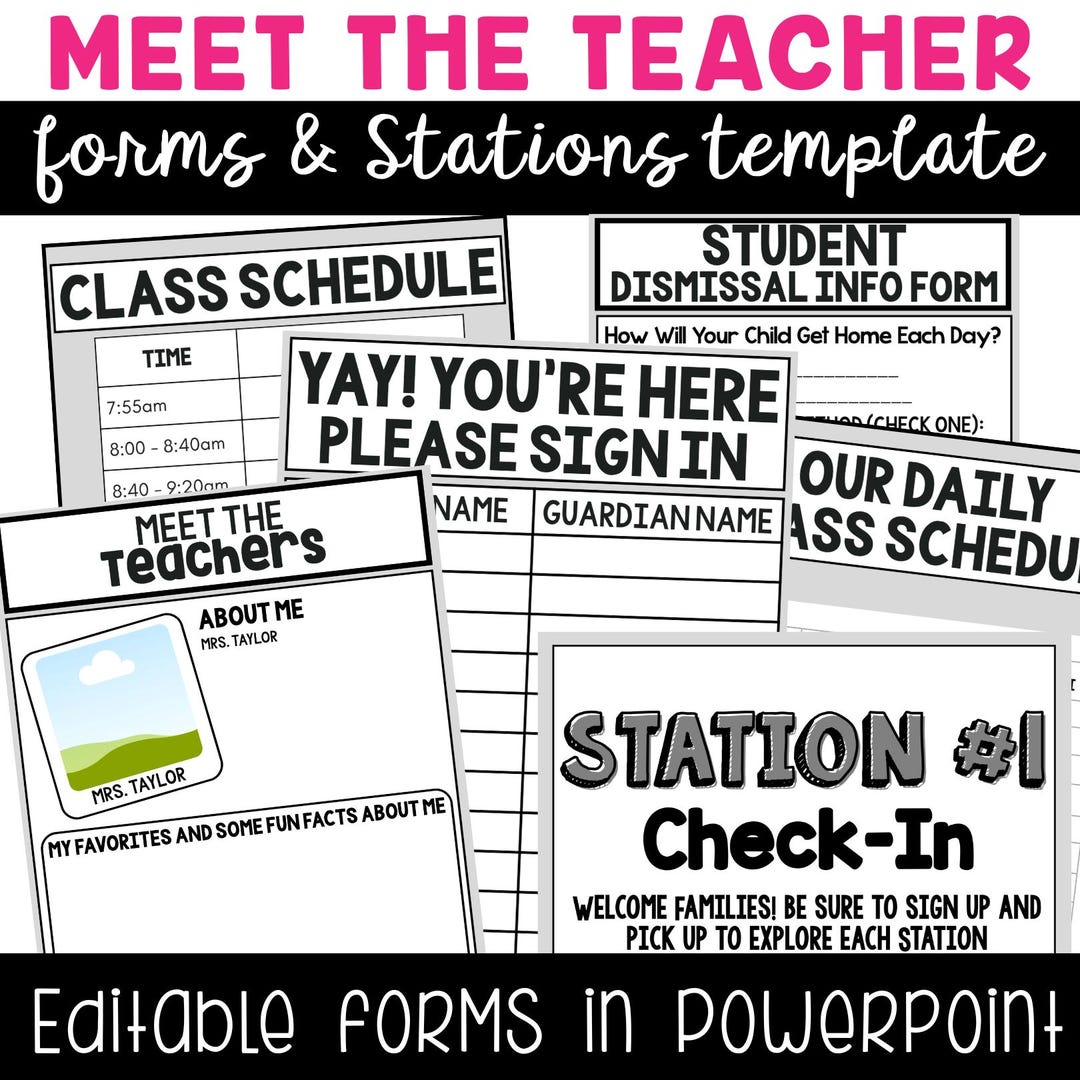 Back to School Meet the Teacher Editable Template Forms and Stations ...