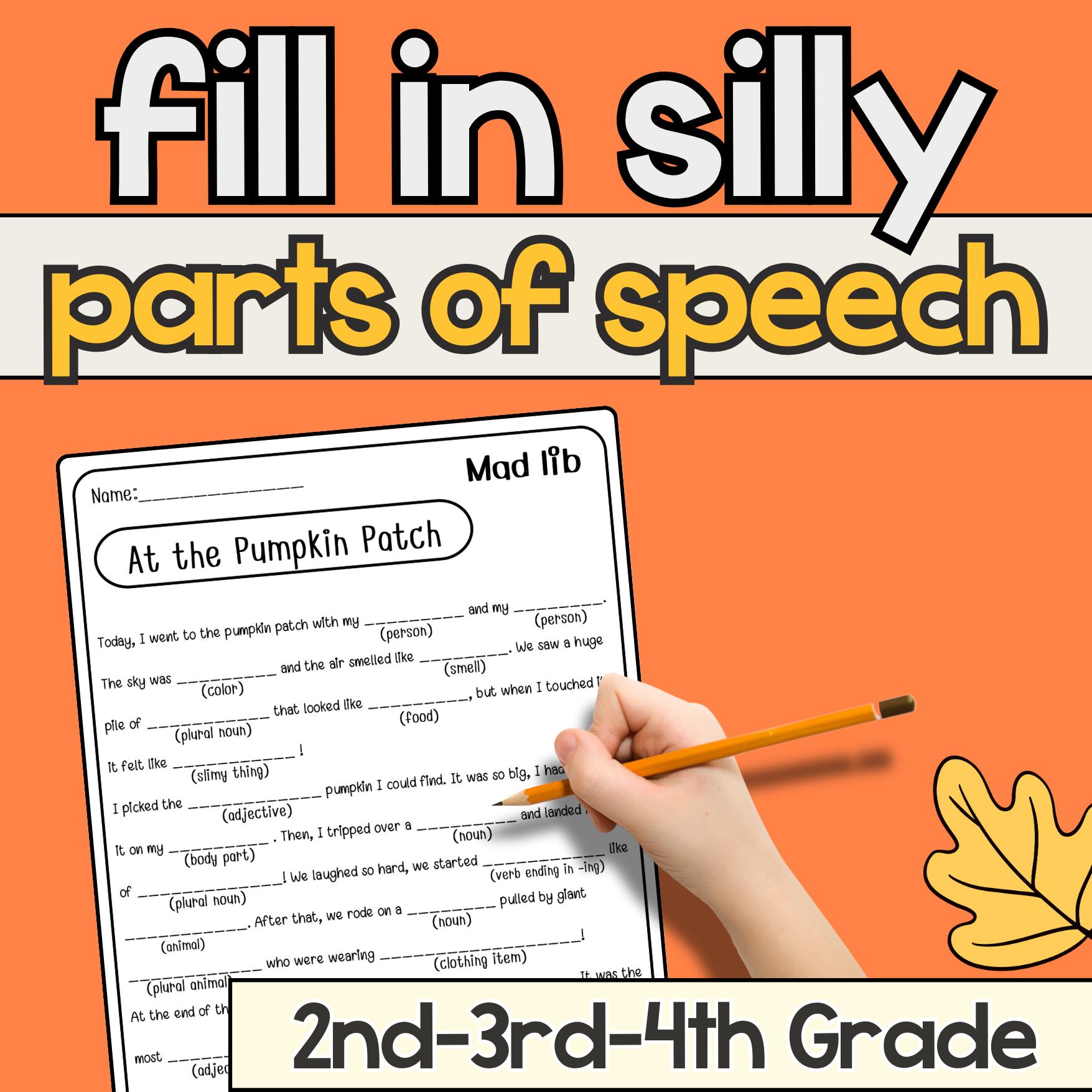 Fall Autumn Mad Libs Fun Grammer Activities Parts of Speech (nouns ...