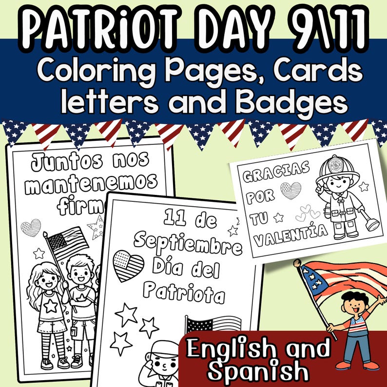11th September \ Patriot Day Activities Coloring Pages, Cards and ...
