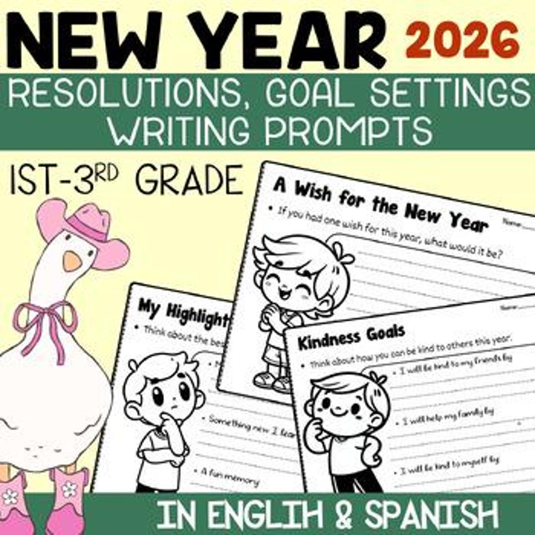 New Years 2026 Resolution, Goal Setting Writing Prompt Activities in ...