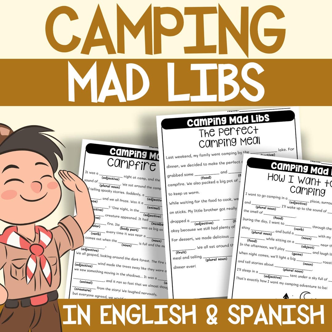 Camping Themed Mad Libs | Fun Grammer Activities in English & Spanish ...