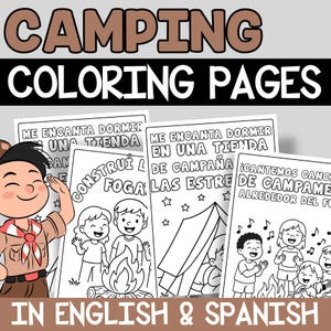 Camping Coloring Pages for Kids in Spanish & English | Bilingual ...