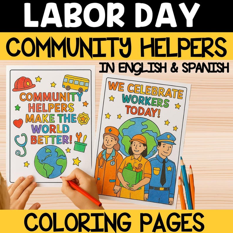 Community Helpers Coloring Pages | Labor Day Activities | Bilingual in ...