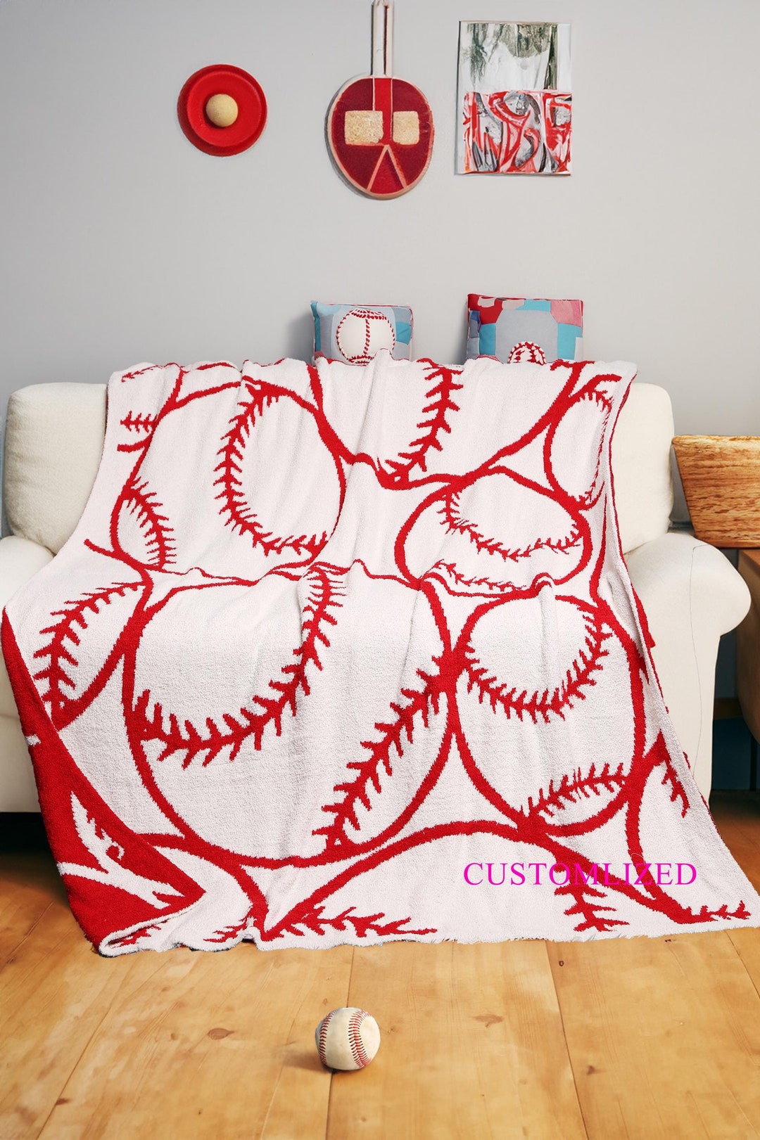 Personalized Baseball Blanket: Cozy Microfiber Throw, Kids Gift (50x60 ...