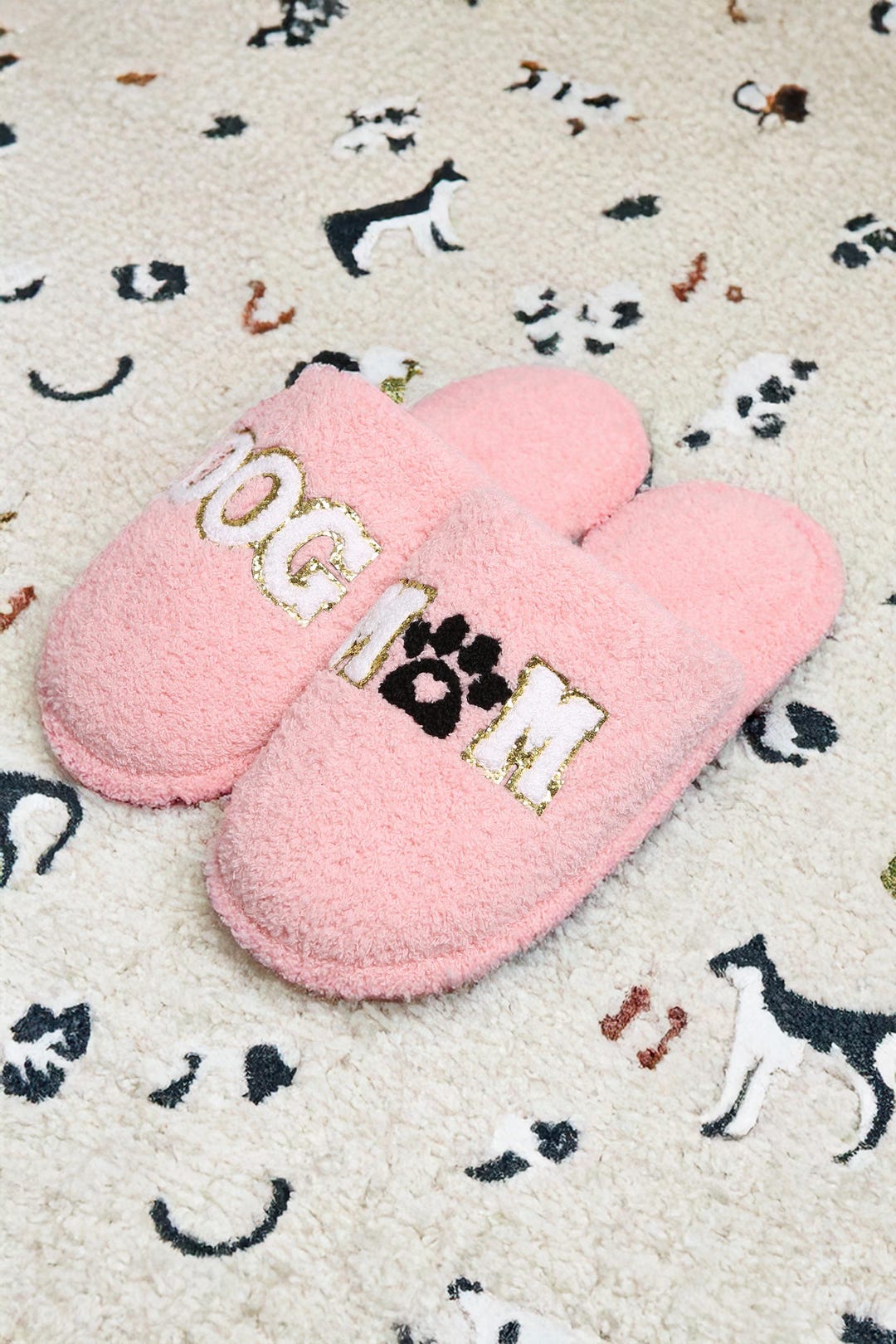 Dog Mom Slippers: Cozy Microfiber Plush Paw Print Shoes - Etsy