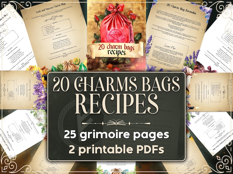 20 Charms Bags Recipes, Printable Grimoire Pages Witchcraft & Wicca ...