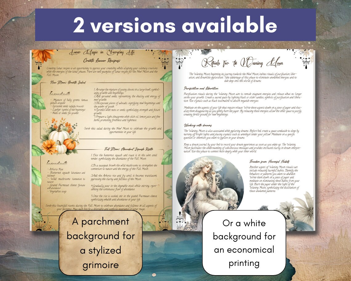 Lunar Magic, 35 Pages Printable Grimoire, Complete Guide to Moon Magic ...