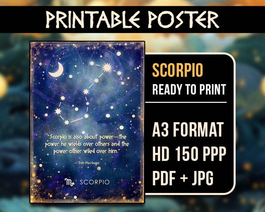 Printable Zodiac Sign Poster - Scorpio - Etsy