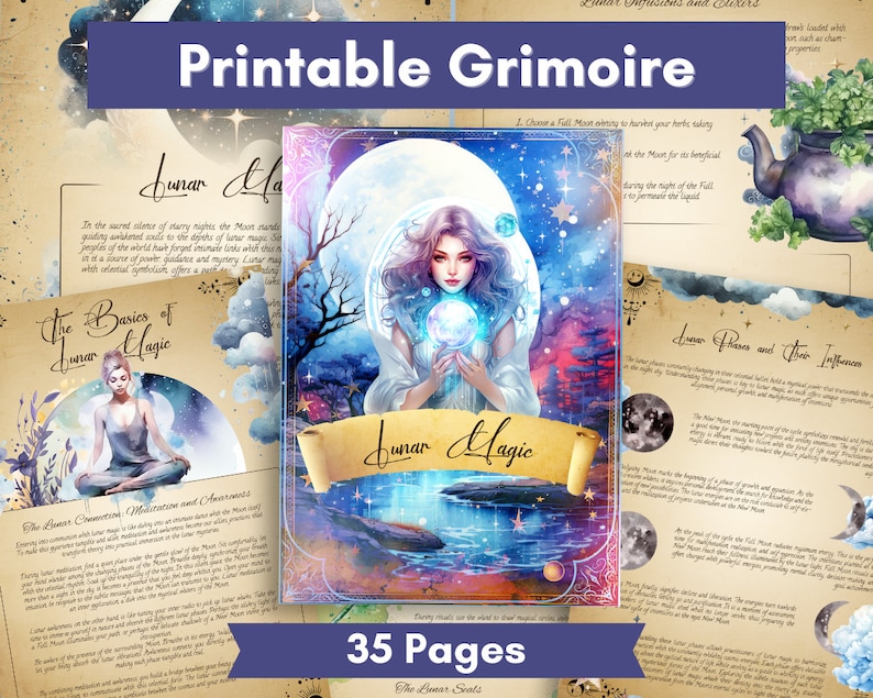 Lunar Magic, 35 Pages Printable Grimoire, Complete Guide to Moon Magic ...