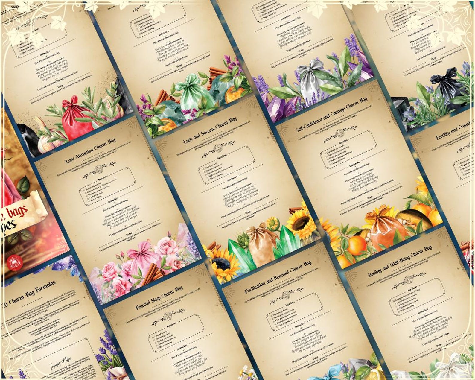 20 Charms Bags Recipes, Printable Grimoire Pages Witchcraft & Wicca ...