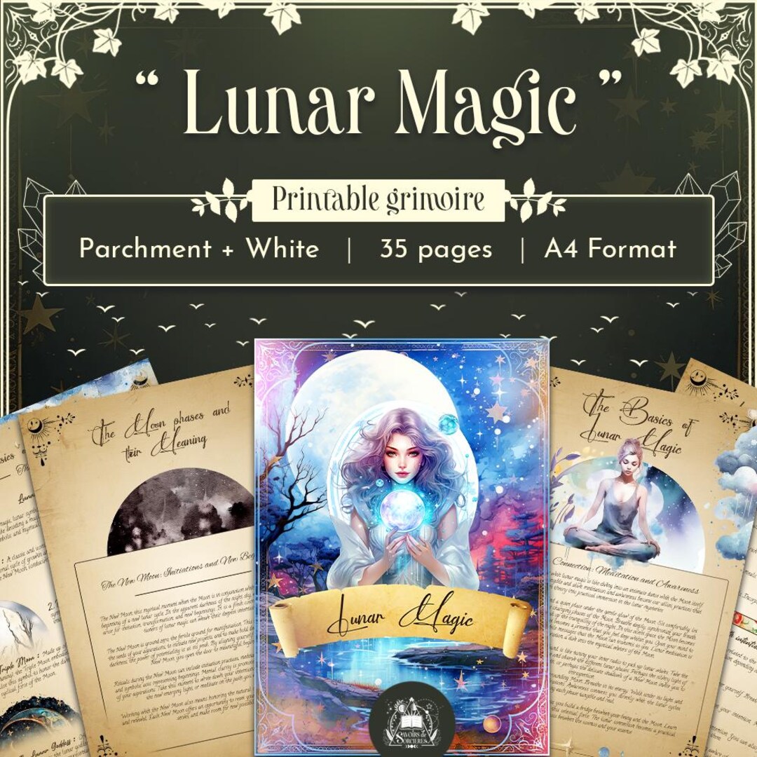 Lunar Magic, 35 Pages Printable Grimoire, Complete Guide to Moon Magic ...