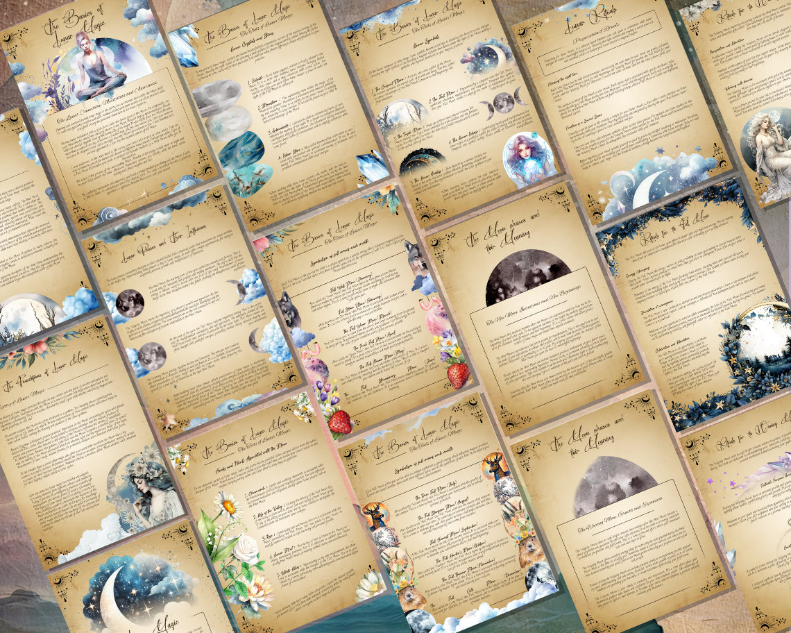 Lunar Magic, 35 Pages Printable Grimoire, Complete Guide to Moon Magic ...