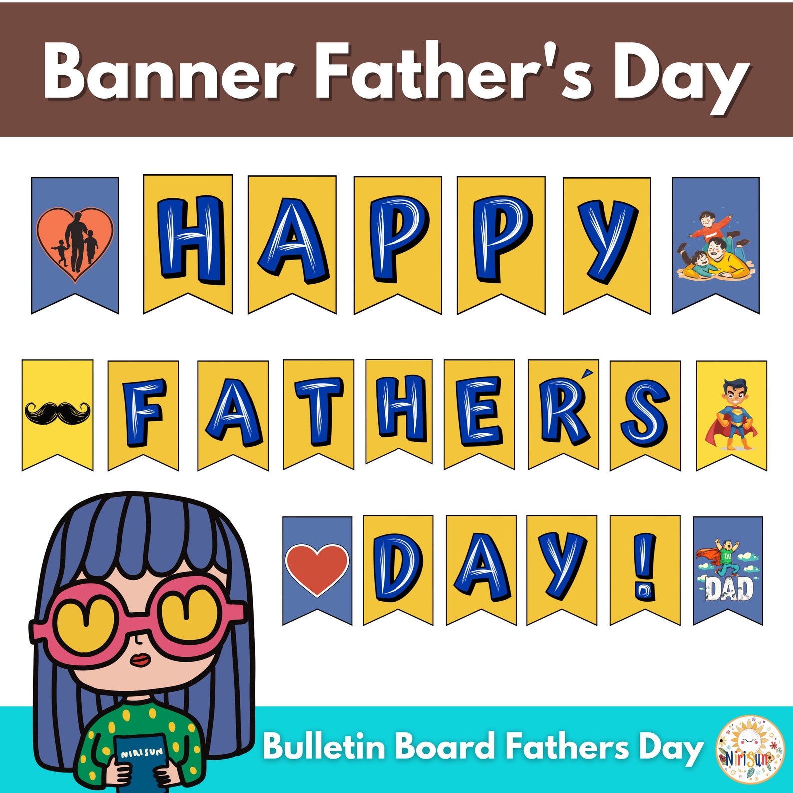 Father's Day Bulletin Board Banner Printable Happy Father's Day Craft ...