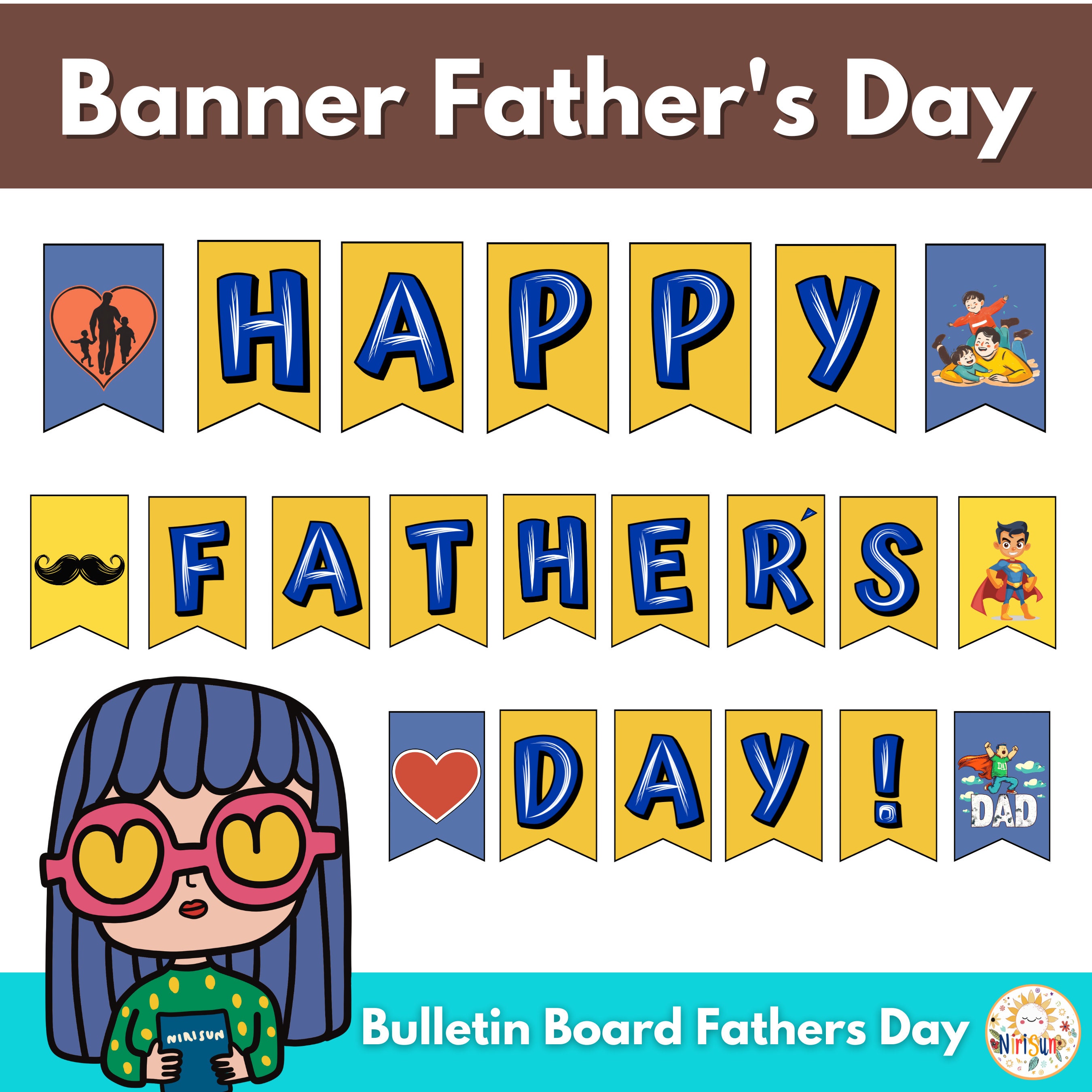 Father's Day Bulletin Board Banner Printable Happy Father's Day Craft ...