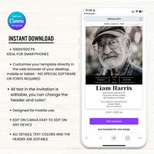 Funeral Evite, Electronic Funeral Announcement, Digital Funeral ...