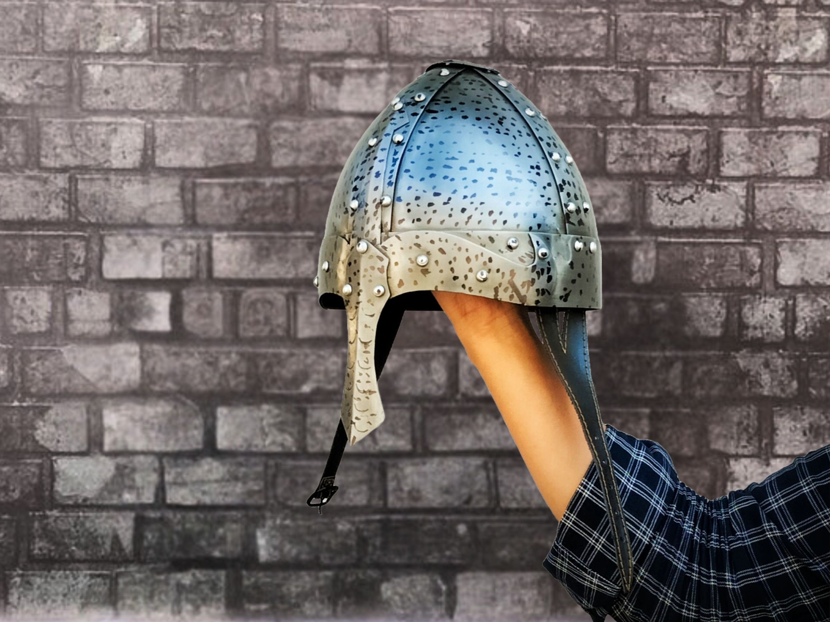 Medieval Knight Nasal Helmet Battle Warrior Steel Helmet LARP Cosplay ...