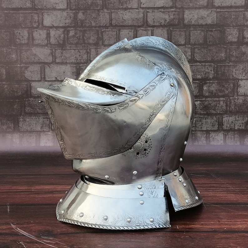 Medieval Knight Steel Close Helmet: European Armor Costume - Etsy