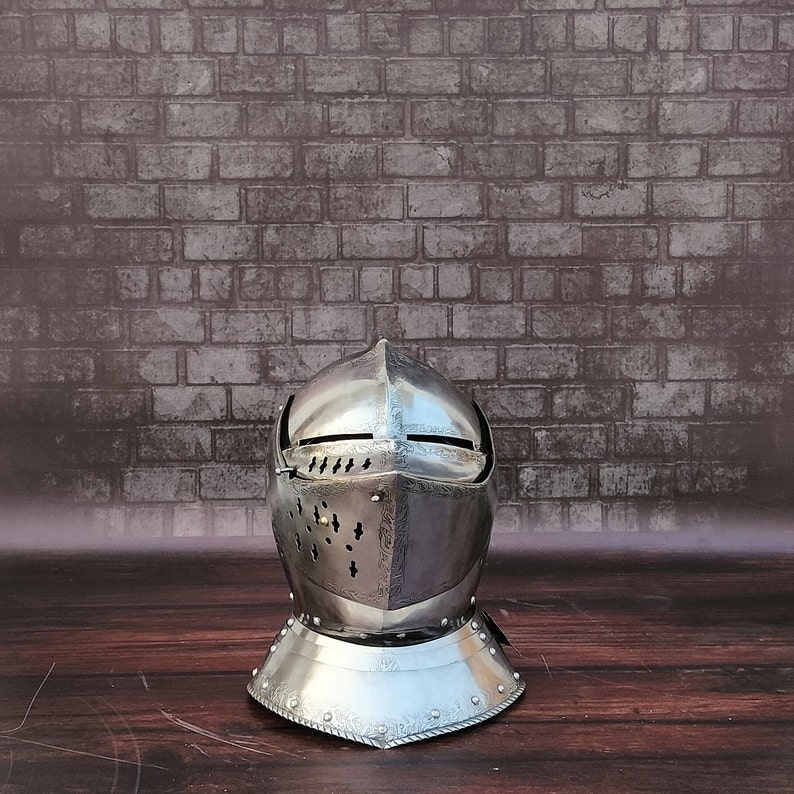 Medieval Knight Steel Close Helmet: European Armor Costume - Etsy