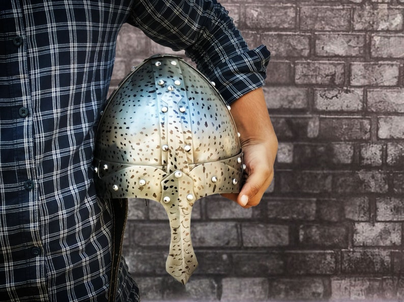 Medieval Knight Nasal Helmet Battle Warrior Steel Helmet LARP Cosplay ...