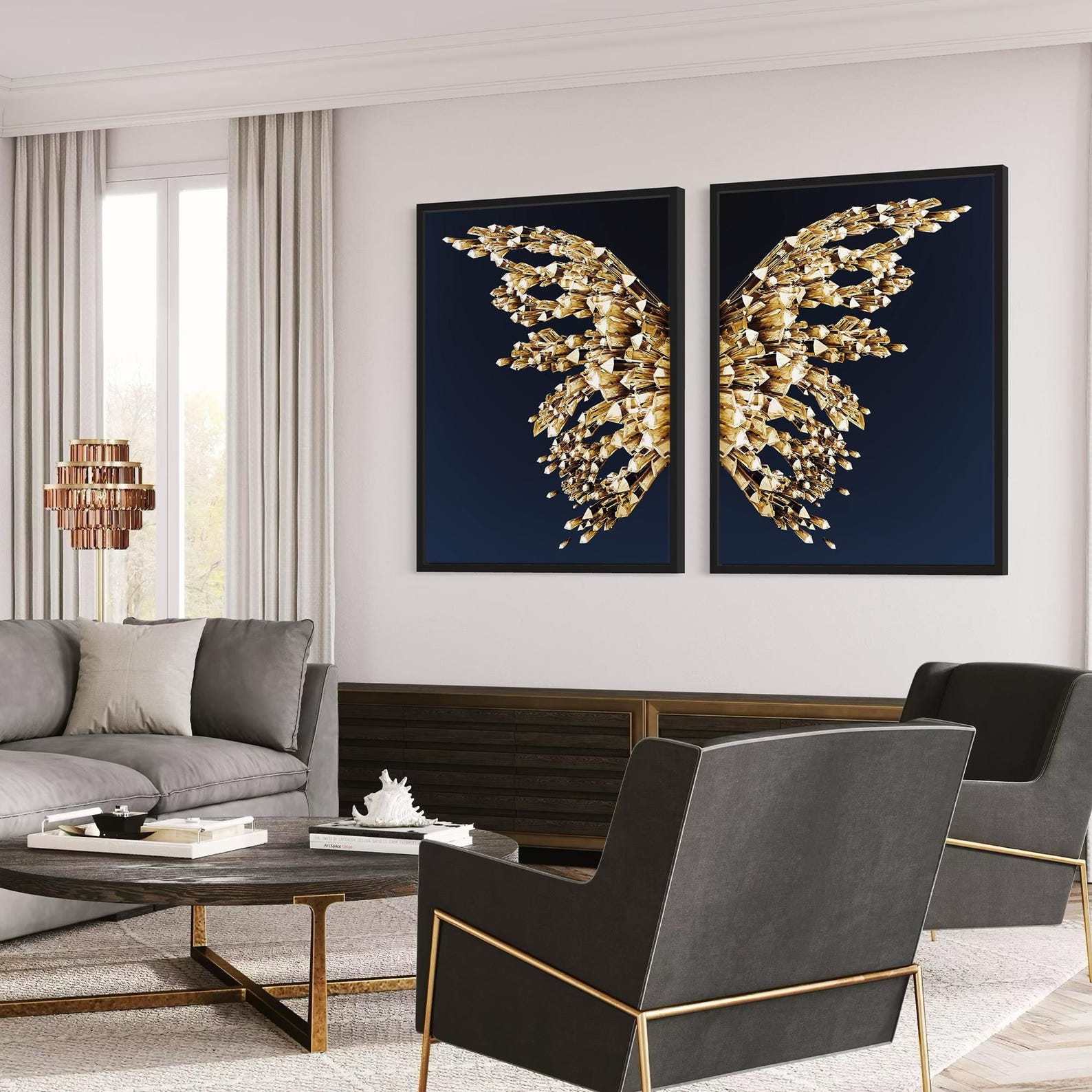 Gold Butterfly Wallart for Bedroom Extra Large Butterfly Canvas Print ...