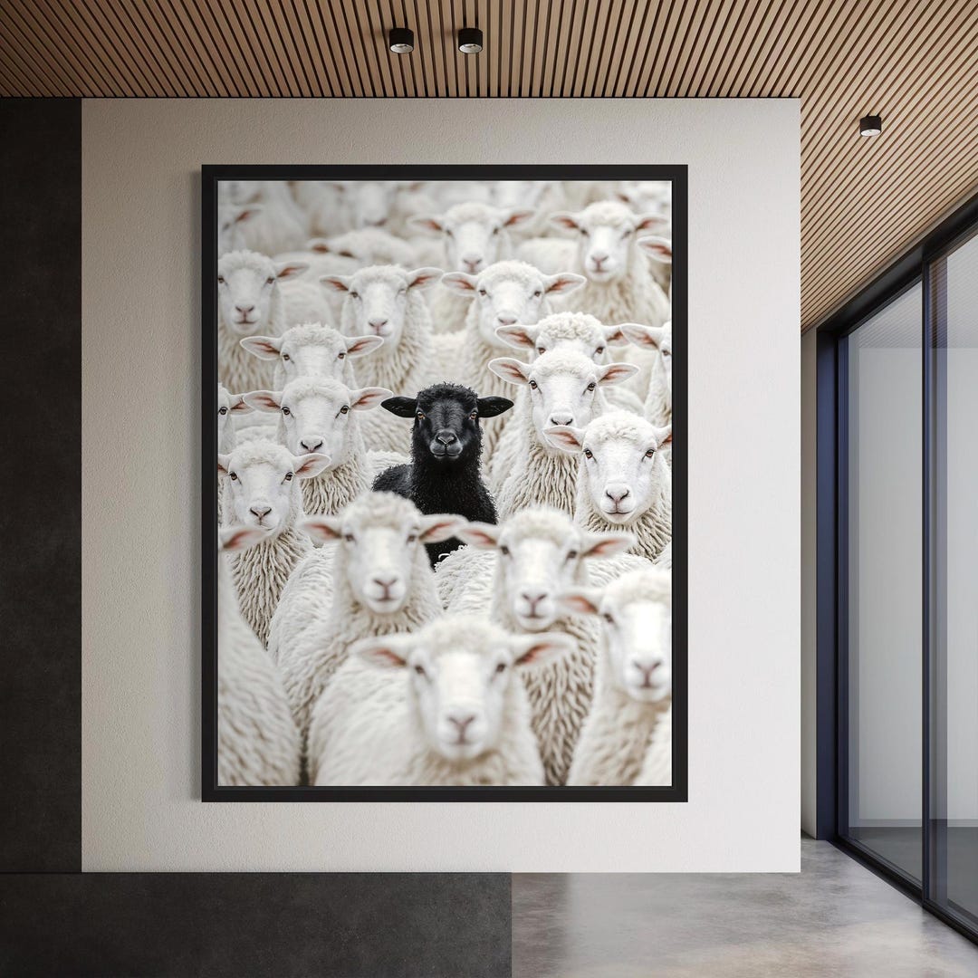 Black Sheep Wall Art for Modern Home Decor Unique Animal Print for Living Room Wall Stand Out ...