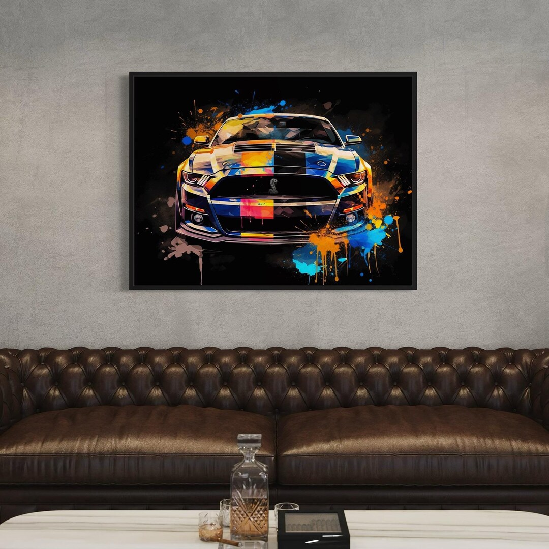 Car Canvas Painting Ford Mustang Shelby GT500 Graffiti Wall Art Muscle ...